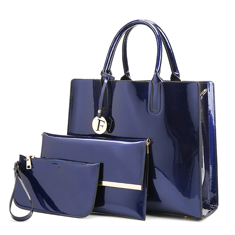 Women's Shiny Surface Patent Leather Three-piece Korean Handbags – Rirati